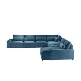 Höffner Ecksofa Branna ¦ blau ¦ Maße (cm): B: 412 H: 88 T: 296