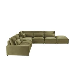 Höffner Ecksofa Branna ¦ grün ¦ Maße (cm): B: 412 H: 88 T: 386