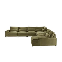 Höffner Ecksofa Branna ¦ grün ¦ Maße (cm): B: 412 H: 88 T: 296