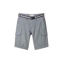 Tom Tailor Herren Regular Cargoshorts mit Gürtel, blau, Uni, Gr. 31