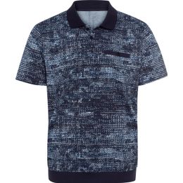 Herren Poloshirt mit Melange-Druck marine-gemustert, Gr&ouml;&szlig;e 44/46