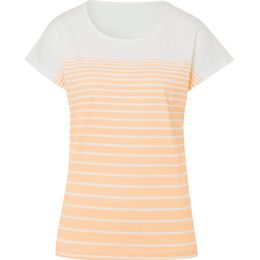Damen Rundhalsshirt mit Ringelmuster ecru-apricot-bedruckt, Gr&ouml;&szlig;e 56