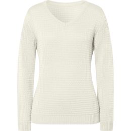 CR&Eacute;ATION L Damen Langarm-Pullover mit Struktur-Strickmuster ecru Gr&ouml;&szlig;e 44