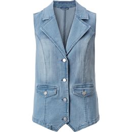 Damen Jeansweste mit Reverskragen blue-bleached, Gr&ouml;&szlig;e 46