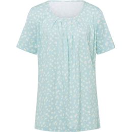 Damen Longshirt mit floralem Druck mint-wei&szlig;-bedruckt, Gr&ouml;&szlig;e 38