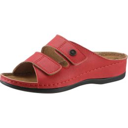 Franken Schuhe Damen Pantolette mit 2 Klettverschl&uuml;ssen am Rist rot Gr&ouml;&szlig;e 38