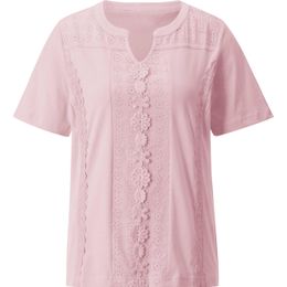 Damen Kurzarmshirt mit Lochstickerei ros&eacute;, Gr&ouml;&szlig;e 38