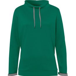 Damen Sweatshirt mit gestreiftem Bindeband gr&uuml;n, Gr&ouml;&szlig;e 42