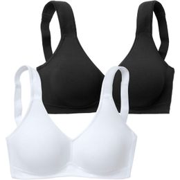 petite fleur by Lascana Damen Soft-BH, schwarz+wei&szlig;, Gr&ouml;&szlig;e 105C