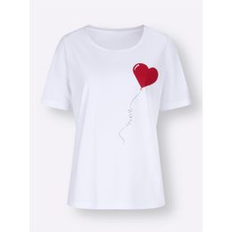 WITT Damen T-Shirt mit platziertem Druck, wei&szlig;, Gr&ouml;&szlig;e 54