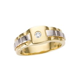 Goldring Firetti "Schmuck Geschenk Gold 585 Herrenring Goldring" Fingerringe Gr. 20, 0,1 ct P2 = erkennbare Einschlüsse, Gelbgold 585-Weißgold 585-Diamanten, 9 mm, weiß (gelbgoldfarben, weißgoldfarben, weiß) Herren mit Brillant