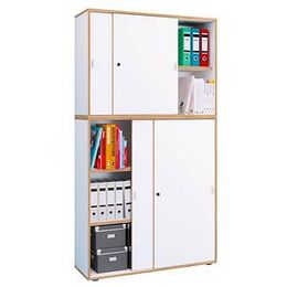 Vcm my office Schiebetürenschrank Salia, 920807 honig-eiche, weiß 4 Fachböden 100,0 x 37,4 x 182,7 cm