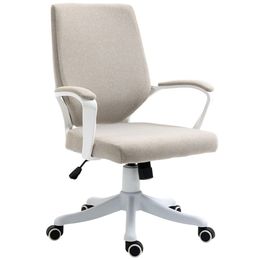 Vinsetto Bürostuhl Schreibtischstuhl Home-Office-Stuhl Beige+Weiß 62x69x92-102 cm