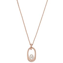 Kette mit Anhänger Skagen "AGNETE, SKJ1749791" Halsketten Gr. Edelstahl-Perlen, Länge: 47,5 cm, rosegold (roségoldfarben, weiß) Damen mit Muschelkernperle