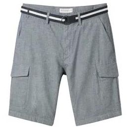 Tom Tailor Herren Regular Cargoshorts mit Gürtel, blau, Uni, Gr. 31