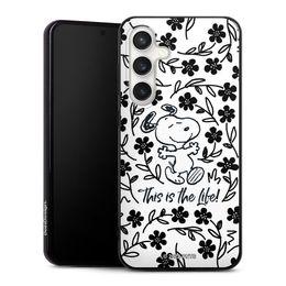 DeinDesign Galaxy S24 FE 5G Handy Silikon H&uuml;lle Case schwarz Handyh&uuml;lle Peanuts Flowers Snoopy