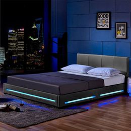 Home Deluxe LED Bett ASTEROID Dunkelgrau - 180 x 200 cm