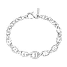 Armband Giorgio Martello MILANO "Gliederkette mit Zirkonia, Silber 925" Armbänder Gr. 19 cm, Silber 925 (Sterlingsilber), silberfarben (silber) Damen