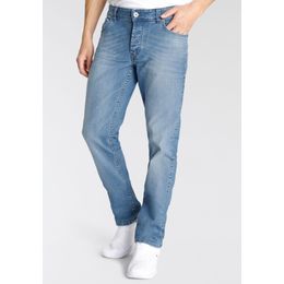 Straight-Jeans Bruno Banani "Dylan" Gr. 30, Länge 34, blau (light blue) Herren Jeans gerade Beinform, Used-Waschung, niedrige Leibhöhe