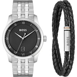 Quarzuhr BOSS "PRINCIPLE" Armbanduhren silberfarben Herren Armbanduhr, Herrenuhr, Edelstahlarmband, ideal auch als Geschenk