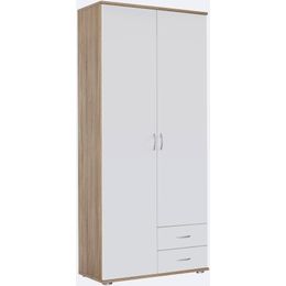 Kleiderschrank Rauch "Twin Schrank Garderobenschrank Schlafzimmerschrank Topseller" Schränke Gr. B/H/T: 85 cm x 188 cm x 52 cm, 2 St., weiß (struktureichefarben hell, weiß) Drehtürenschrank Kleiderschrank Schränke mit 2 Schubladen Bestseller