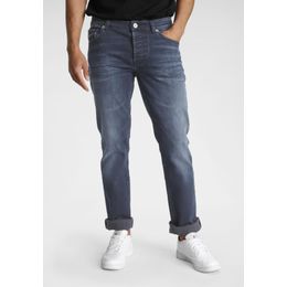 Straight-Jeans Bruno Banani "Dylan" Gr. 33, Länge 34, blau (blue black) Herren Jeans gerade Beinform, Used-Waschung, niedrige Leibhöhe