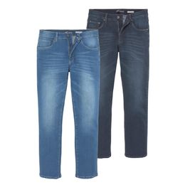 Stretch-Jeans Arizona "Willis" Gr. 70, N-Gr, blau (blau used und blau schwarz used), Herren, Obermaterial: 98% Baumwolle, 2% Elasthan, Jeans, straight-fit, lange Beine, mit Nieten, niedrige Leibhöhe