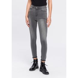 Skinny-fit-Jeans Arizona "Ultra Stretch" Gr. 34, N-Gr, grau (grey, used) Damen Jeans extra-eng geschnittene Beinform, modische Used-Waschung