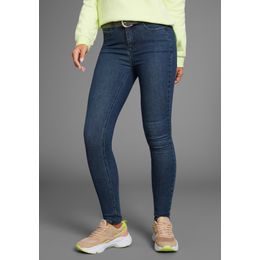 Skinny-fit-Jeans Arizona "Ultra Soft" Gr. 44, N-Gr, blau (dk blue used) Damen Jeans hohe Leibhöhe, lang, aus Baumwolle, Polyester und Elasthan