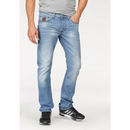 Slim-fit-Jeans Bruno Banani "Jimmy (Stretch)" Gr. 32, Länge 34, blau (light, blue) Herren Jeans schmale Beinform, niedrige Leibhöhe, mit Button-Fly