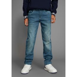 Stretch-Jeans Kangaroos "regular fit mit geradem Beinverlauf" Gr. 182, N-Gr, blau (blue stone used) Jungen Jeans bequeme Passform, gerades Bein, niedrige Leibhöhe