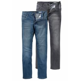 Stretch-Jeans Arizona "Willis" Gr. 27, U-Gr, blau (blue used und grey used) Herren Jeans straight-fit, lange Beine, mit Nieten, niedrige Leibhöhe