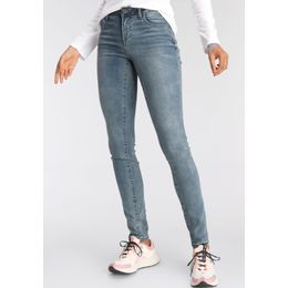 Skinny-fit-Jeans Arizona "Ultra-Stretch" Gr. 34, N-Gr, blau (blau, used), Damen, Denim/Jeans, Obermaterial: 74% Baumwolle, 24% Polyester, 2% Elasthan, Jeans, extra-enger Beinverlauf, normale Leibhöhe, mit Eingrifftaschen