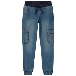 Cargojeans Arizona "Stretch-Jeans für Jungen" Gr. 176, N-Gr, blau (blue, denim) Jungen Jeans gerades Bein, mit Bindeband und Gummizug, normale Taille