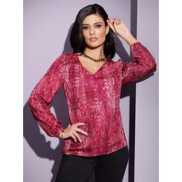 CRÉATION L Satinbluse CREATION L Gr. 40, rot (ecru-dunkelrot-bedruckt) Damen Blusen