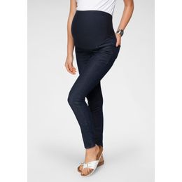 Umstandsjeans Neun Monate "Stretch-Jeans für Schwangerschaft und Stillzeit" Gr. 48, N-Gr, blau (rinsed) Damen Jeans schmale Beinform, hohe Taille, langes Bein