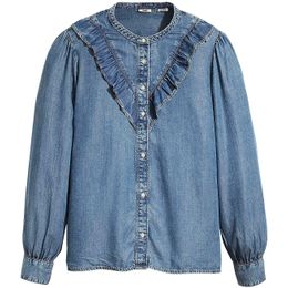 LEVI'S® PLUS Jeansbluse LEVI'S PLUS "CARINNA BLOUSE DENIM" Gr. 4XL (54), blau (in patches) Damen Blusen