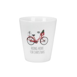 Krasilnikoff Happy Mug Becher Riding Home for Christmas Bike, Ø 8.8, Höhe 10 cm