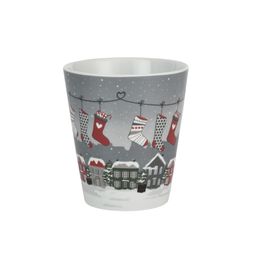 Krasilnikoff Happy Mug Weihnachtsbecher Stockings in City, Ø 8.8, Höhe 10 cm