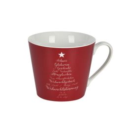 Krasilnikoff Weihnachtliche Happy Cup Tasse Christmas Words, rot