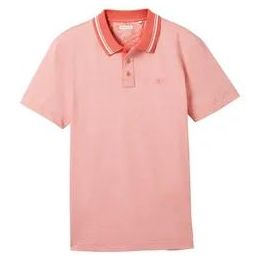 Tom Tailor Herren Basic Poloshirt, rot, Streifenmuster, Gr. M