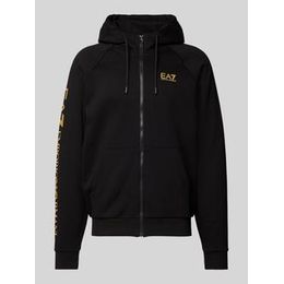 EA7 Emporio Armani Sweatjacke mit Logo-Prints und Kapuze