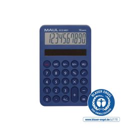 Maul Taschenrechner ECO MD 1 Solar 1-zeilig, 10 Ziffern hellblau