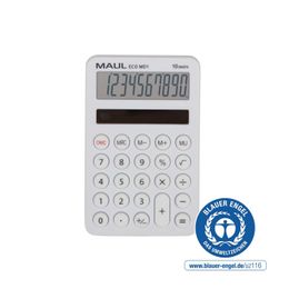Maul Taschenrechner ECO MD 1 Solar 1-zeilig, 10 Ziffern wei&szlig;