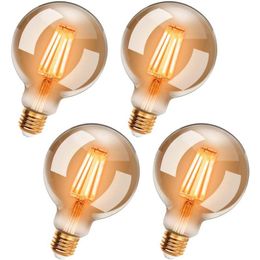 Set mit 4 Vintage-LED-Edison-Glühbirnen G95 E27, 6 w, Warmweiß 2200 k, Retro-Glühbirne, entspricht einer 54-W-Glühlampe, nicht dimmbar