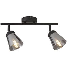 Licht-Erlebnisse Deckenstrahler Metall Rauchglas E14 verstellbar Schwarz matt Rauchgrau 2-flammig länglich Modern