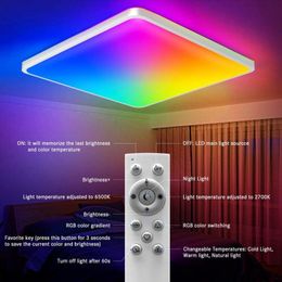 Dimmbare LED-Deckenleuchte, 24 w RGB-LED-Deckenleuchte, Smart-App-Deckenleuchte, Schlafzimmer, Wohnzimmer, 2400 lm, Alexa-Lampe mit Fernbedienung