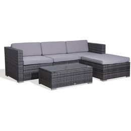 SVITA - california Polyrattan Lounge Rattan Set Sofa Garnitur Gartenmöbel Grau