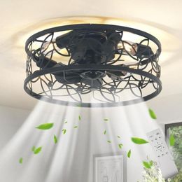 Ganeed - Deckenleuchte Ventilator mit Fernbedienung 50cm Metallventilator für Schlafzimmer Moderne Dekor Licht Ventilator E27 Lampen Schwarz 4 Licht