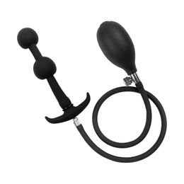 Rimba Latex Play - Inflatable Anal Plug with Double Balloon and Pump, 15 cm